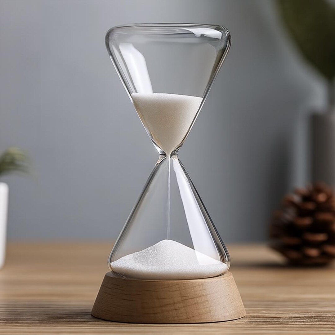 Nordic Glass Hourglass Timer Set: Beech Wood Base, Minimalist Decor, 15 ...