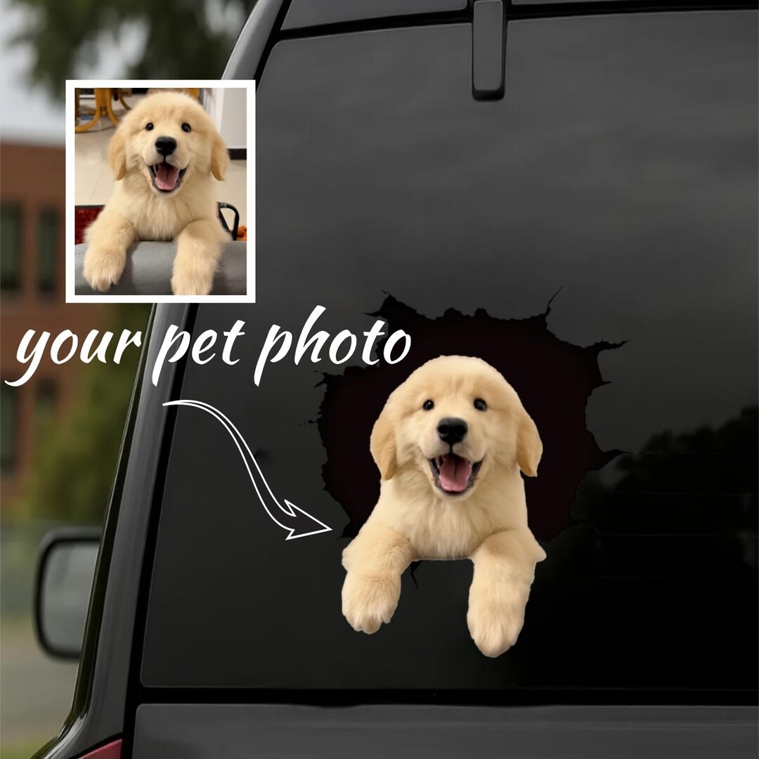 Custom Pet Car Window Sticker, Personalized Dog Cat Fox Chameleon Vinyl ...