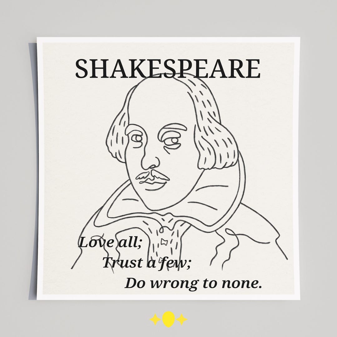 SHAKESPEARE Line Art Print — Minimalist British Philosopher, Original ...