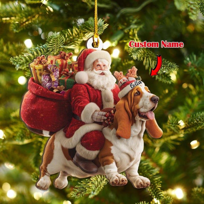 Basset Hound With Santa - Etsy
