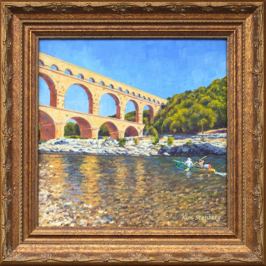 Pont Du Gard Roman Aqueduct Provence France Original Oil Painting Rich ...