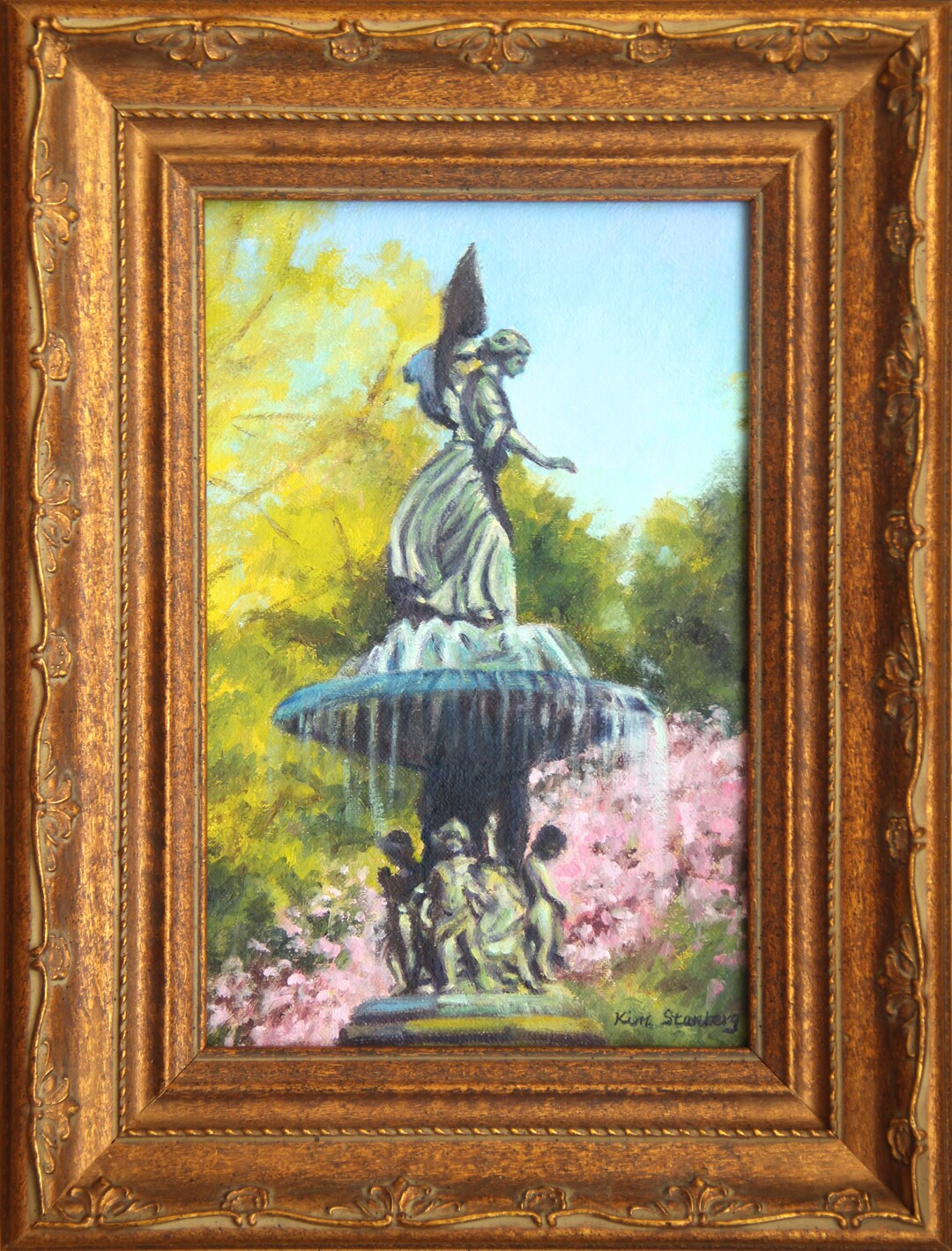 NYC Bethesda Fountain Angel Central Park Spring Original Oil Painting ...