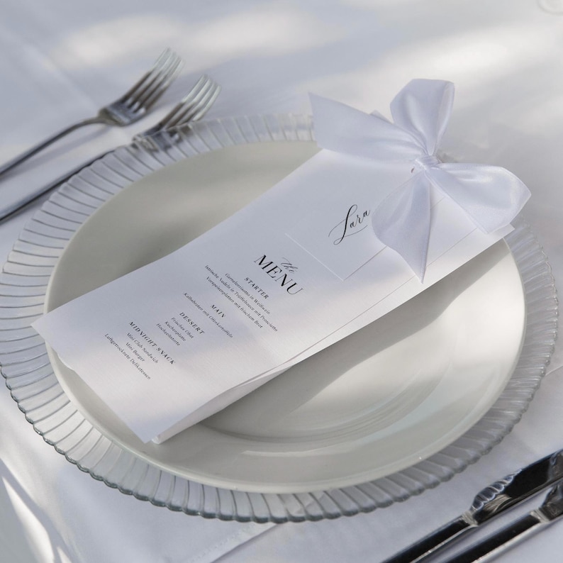 Wedding Menu & Name Card Canva Template | Editable Printable Place ...