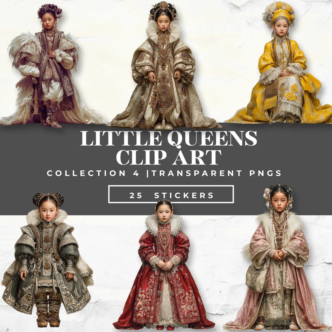 Little Queens Clip Art | Regal Portrait PNG Stickers | Limited ...
