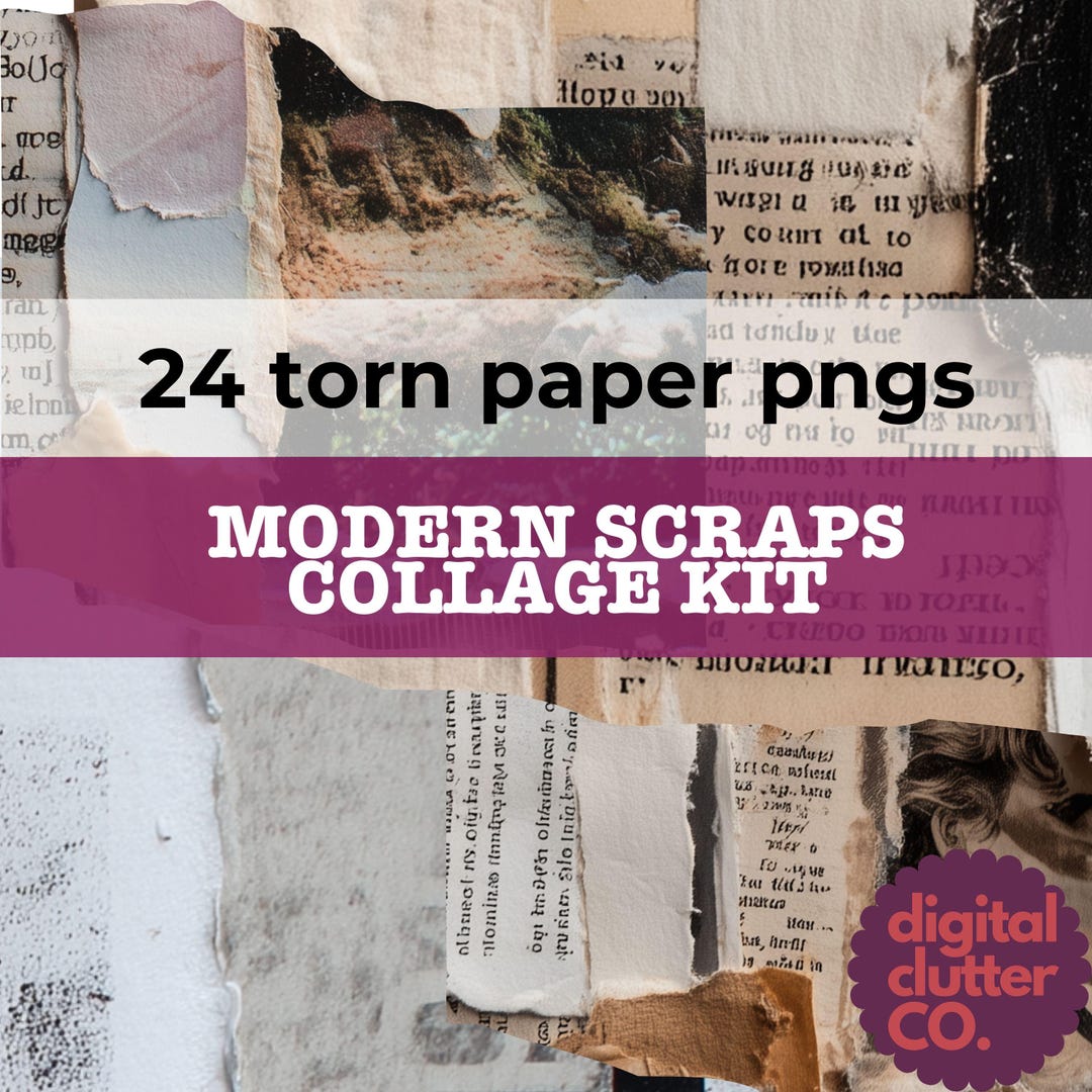 Torn Paper Collage Kit | 24 Neutral Texture Pngs (digital Download) - Etsy