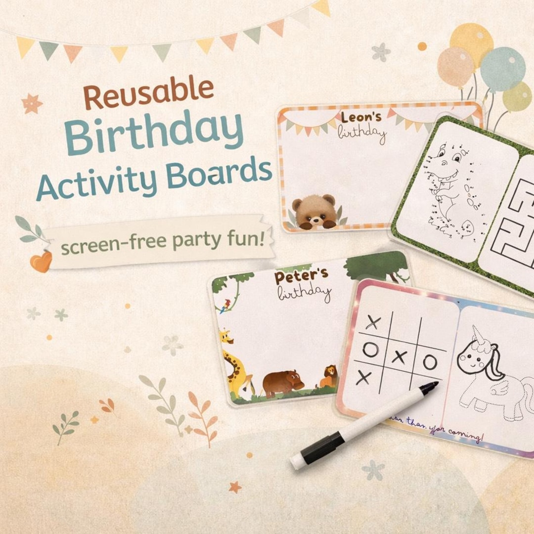 Personalized Kids Birthday Activity Board | Reusable Party Favor - Etsy