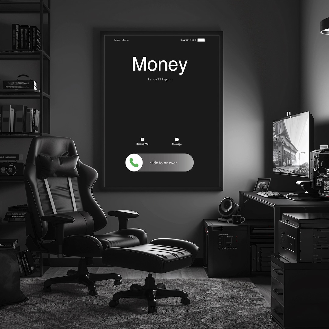 Money is Calling Wall Art,minimalist Black Motivational Poster,digital ...