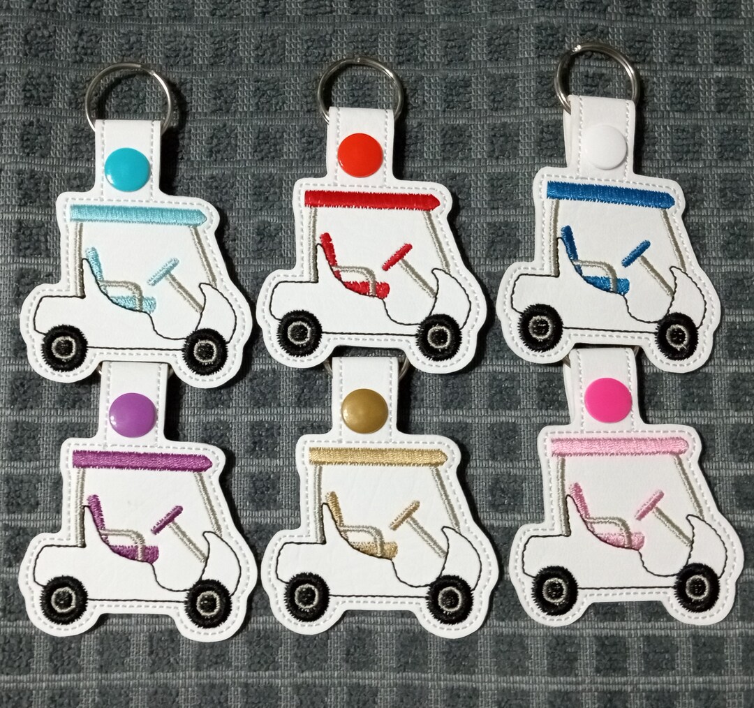 White Vinyl Golf Cart Key Fob With Split Ring Key Ring 6 Colors to ...