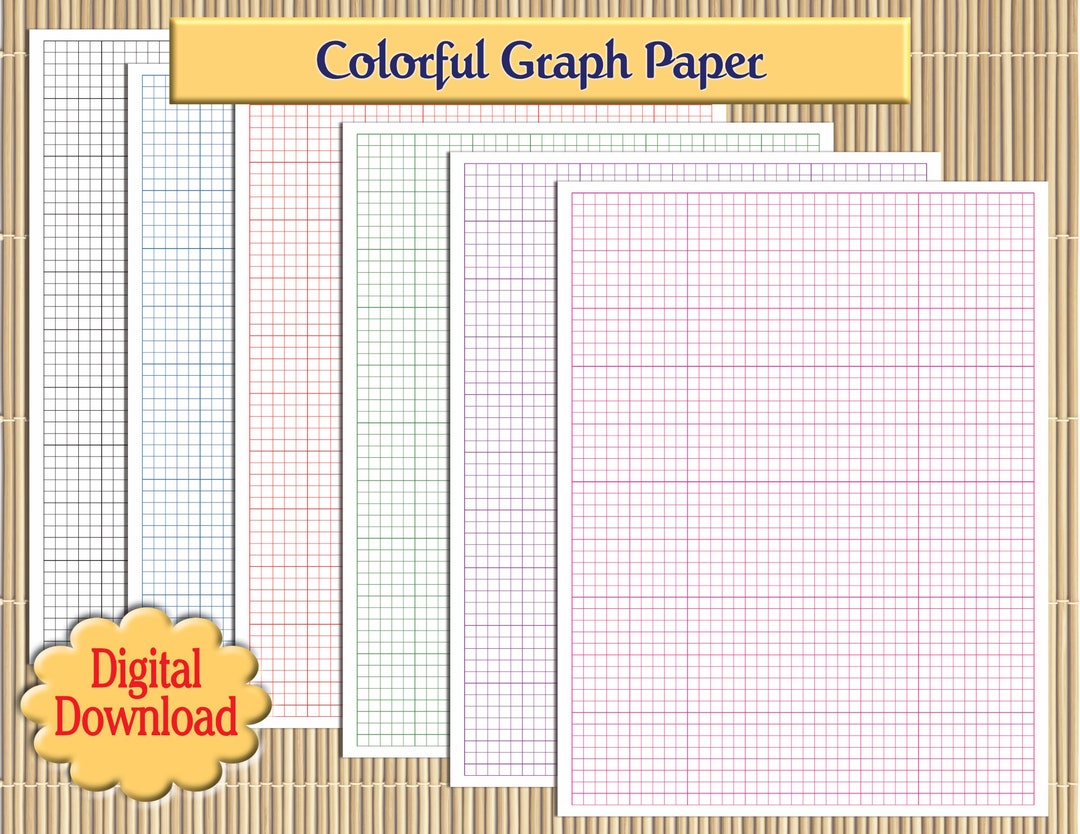 Colorful Graph Paper - Digital Download - 8.5" X 11" - 6 Colors for ...