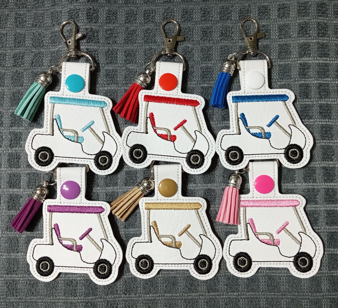 White Vinyl Golf Cart Key Fob With Lobster Claw and Tassel 6 Colors to ...