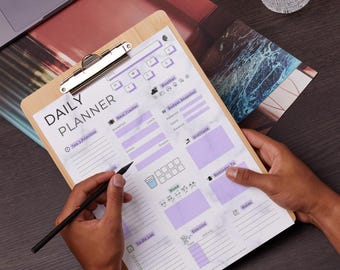 Purple Daily Planner Template – Printable Daily Schedule & Tracker ...