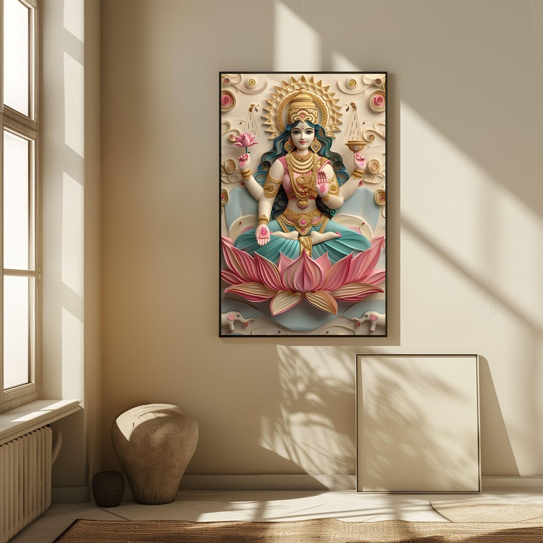 G030 | Goddess Lakshmi |divine Abundance | Sacred Lotus Paper Quilling ...