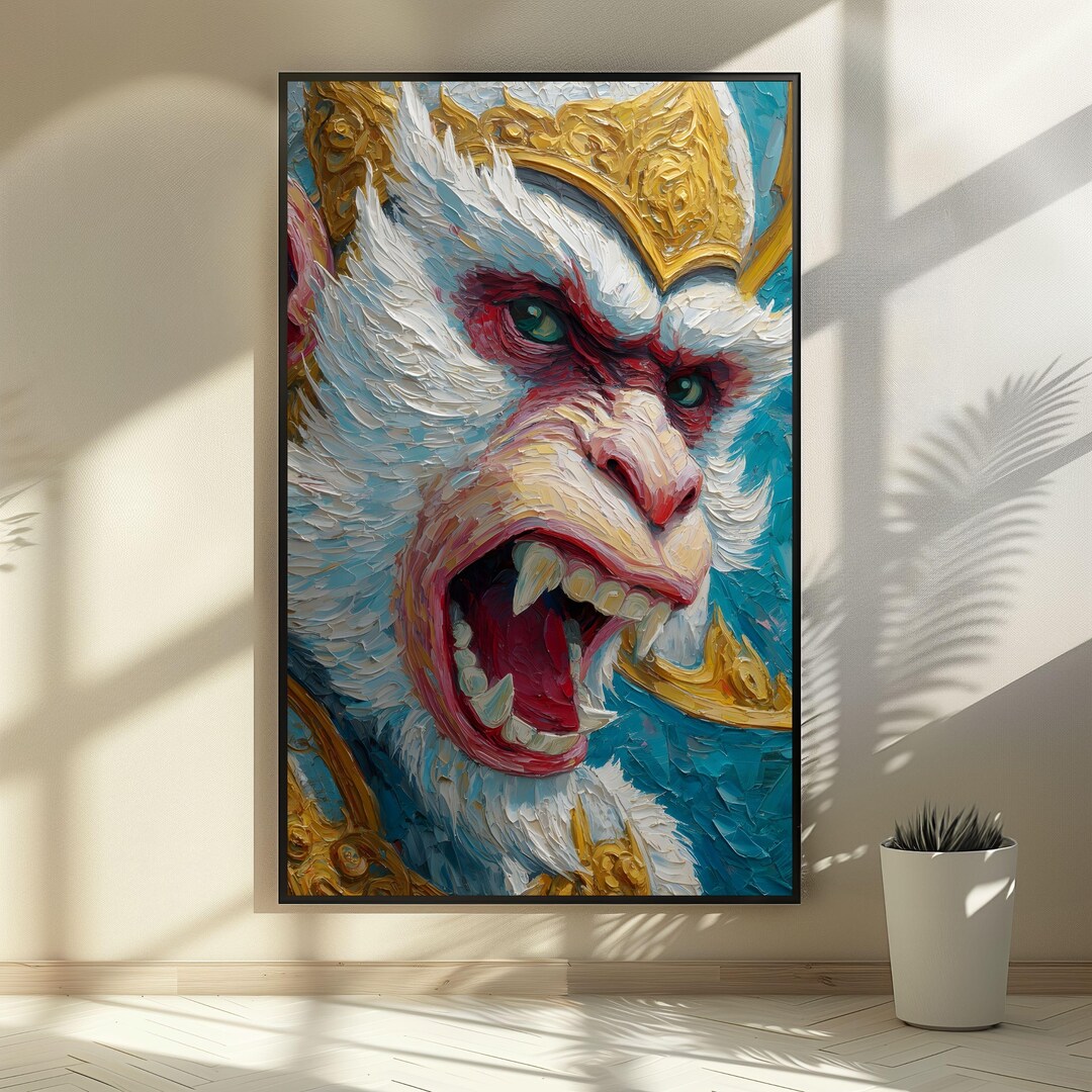 Roaring Hanuman Oil Paint Art | Hindu God Digital Print - Etsy