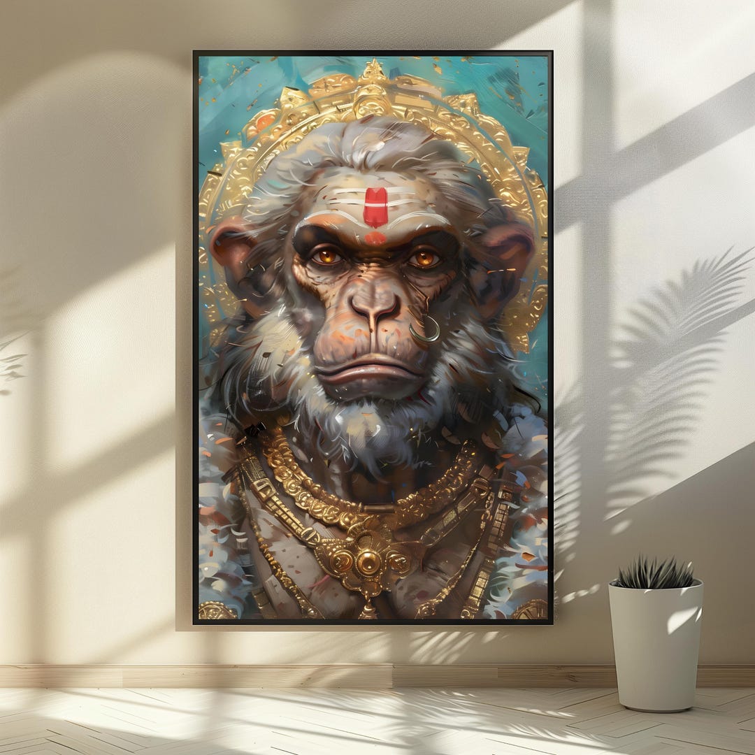 G030 | Hanuman Print | Hindu God, Golden King of Victory (digital ...