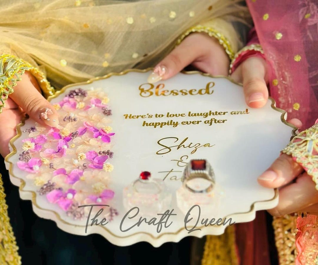 Personalized Engagement Platter With Floral Design - Etsy