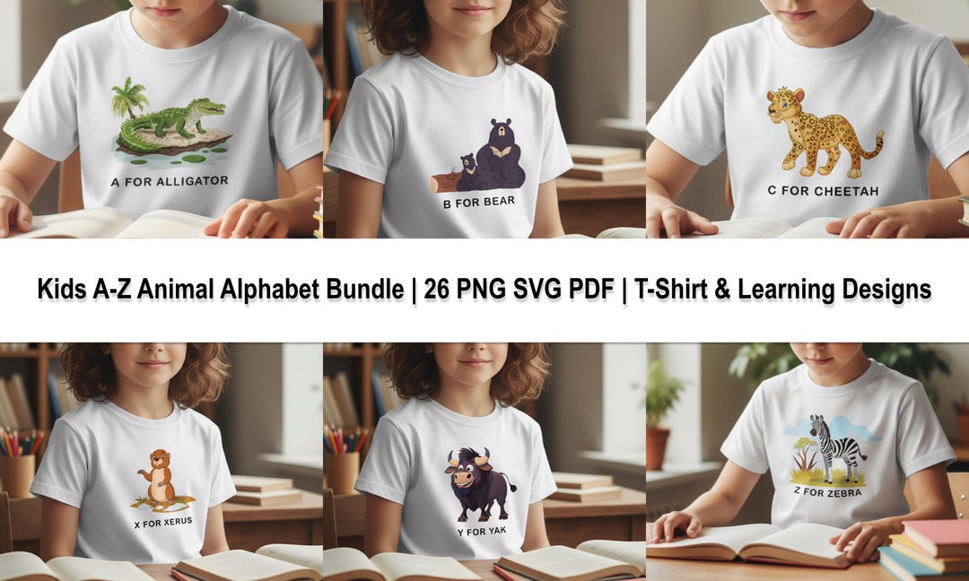 A-Z Animal Alphabet Bundle | 26 PNG, SVG, PDF | Kids Digital Designs - Etsy