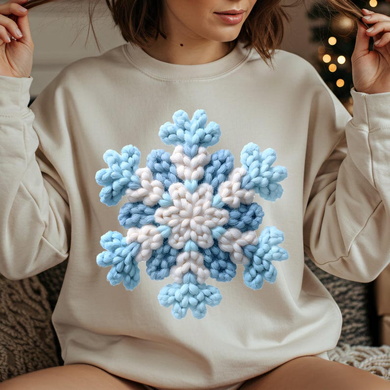 Faux Yarn Snowflake PNG – Cozy 3D Crochet Style Winter Design for ...
