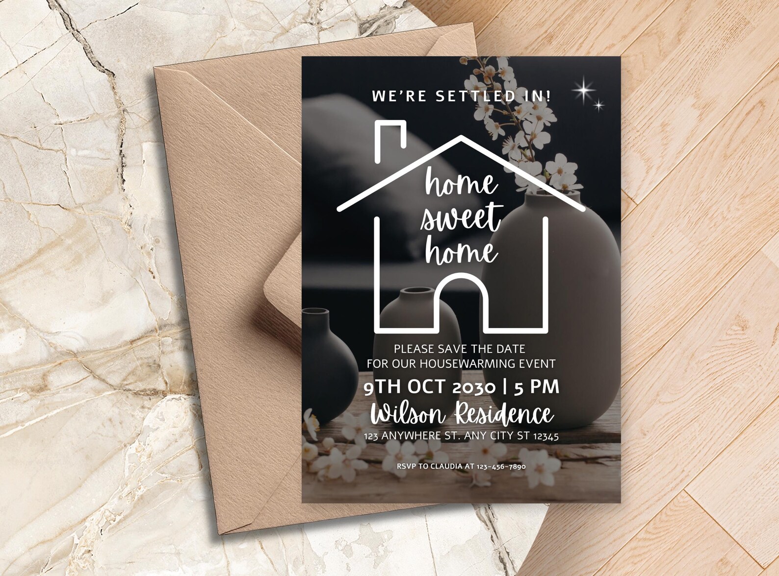 Housewarming Invitation Canva Template | Home Sweet Home New House ...