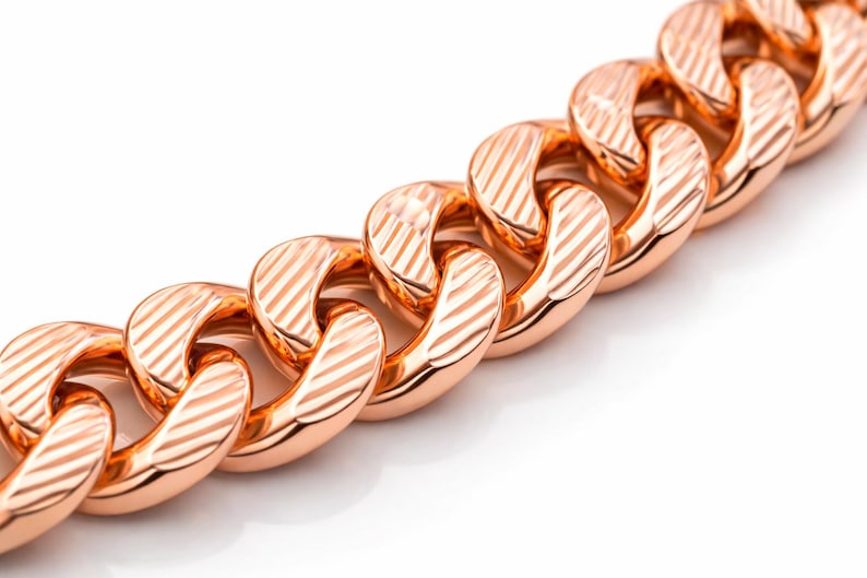 Solid Pure Copper Cuban Link Chain – Artisan Necklace for Men Women ...
