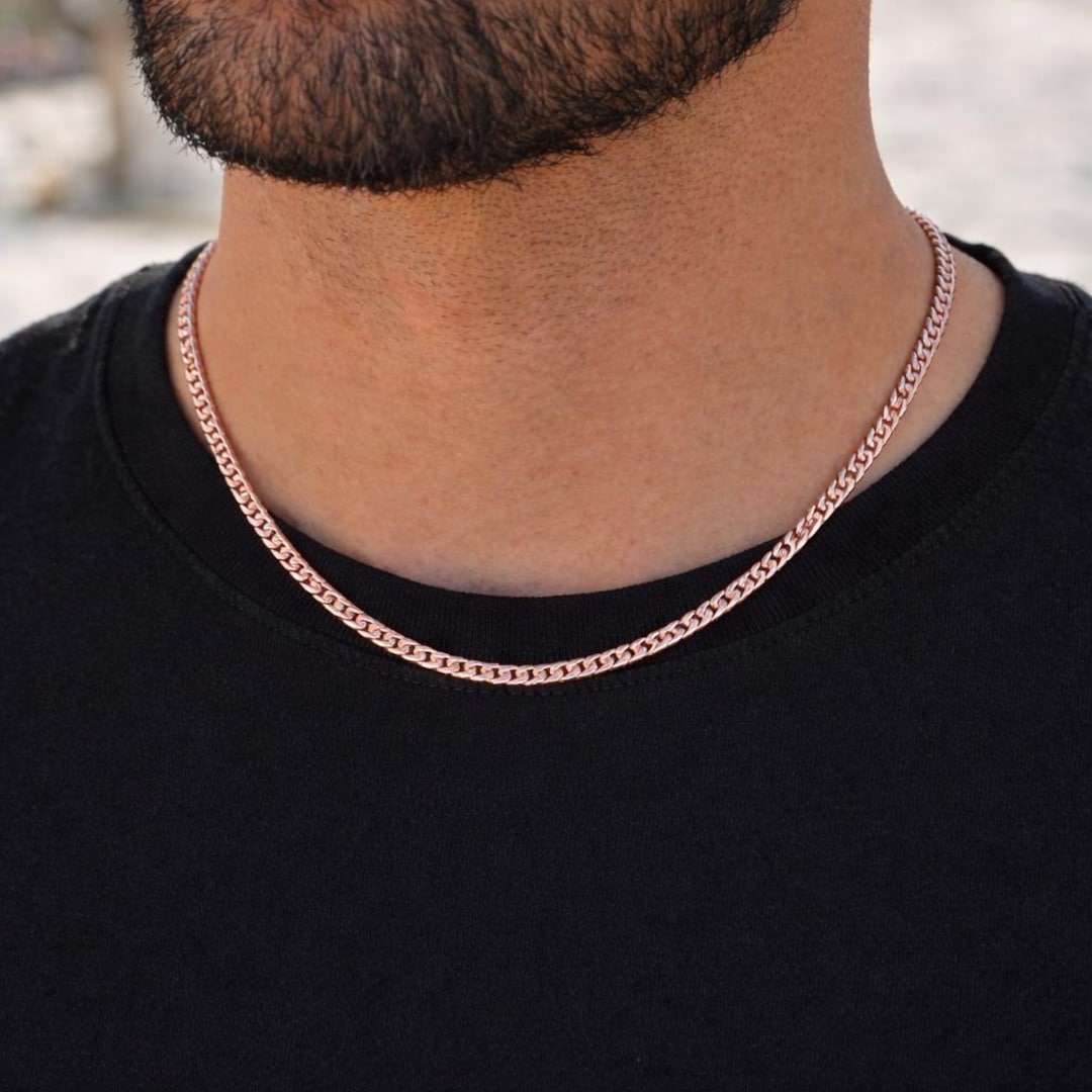 Solid Pure Copper Cuban Link Chain – Artisan Necklace for Men Women ...