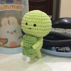 Handmade Crochet Smiski Keychain, Cute Soft Yarn Character Key Ring ...
