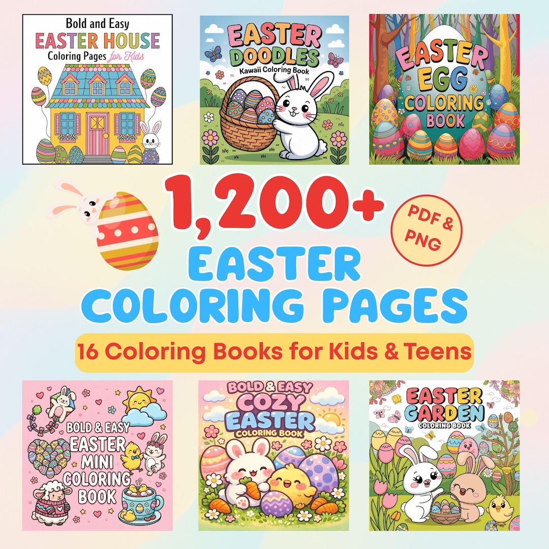 Easter Coloring Pages Bundle | 16 Books, 1200+ Pages (PDF & PNG) - Etsy