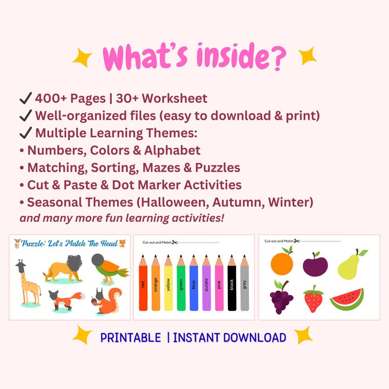 Toddler Busy Book Mega Bundle, Quiet Book for Kids, 400+ Pages ...