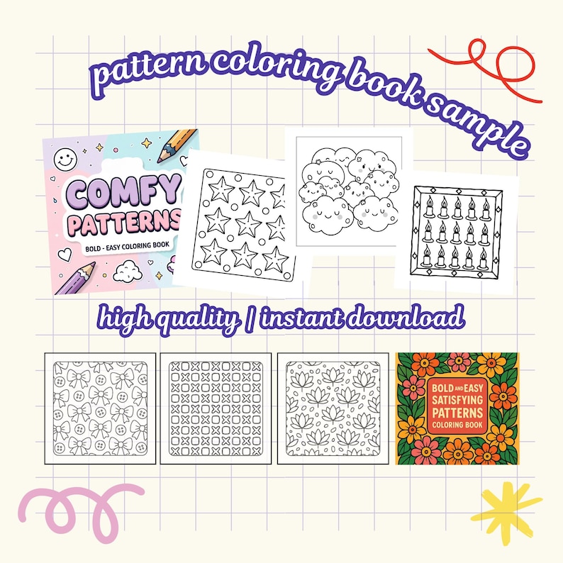 Comfy Pattern Coloring Book Bundle, 500+ Coloring Pages for Kids and ...