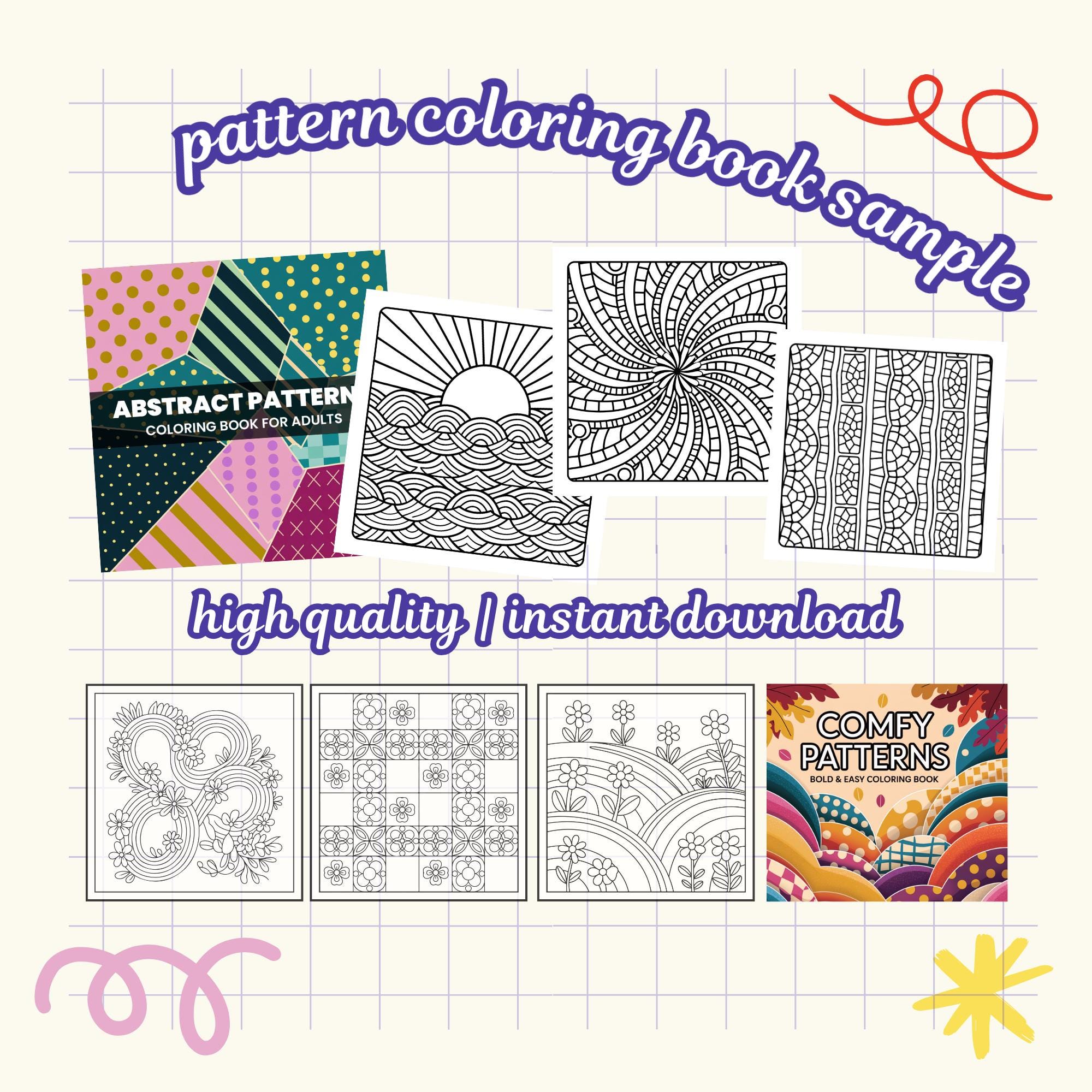 Comfy Pattern Coloring Book Bundle, 500+ Coloring Pages for Kids and ...