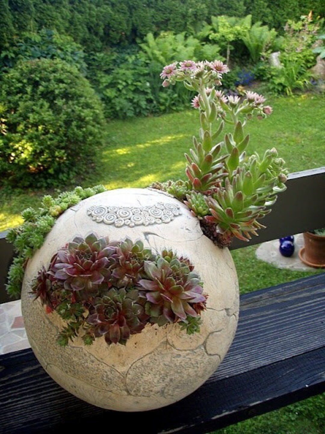 Large Ceramic Ball Planter, Natural Clay Planter Pot, Outdoor Round ...