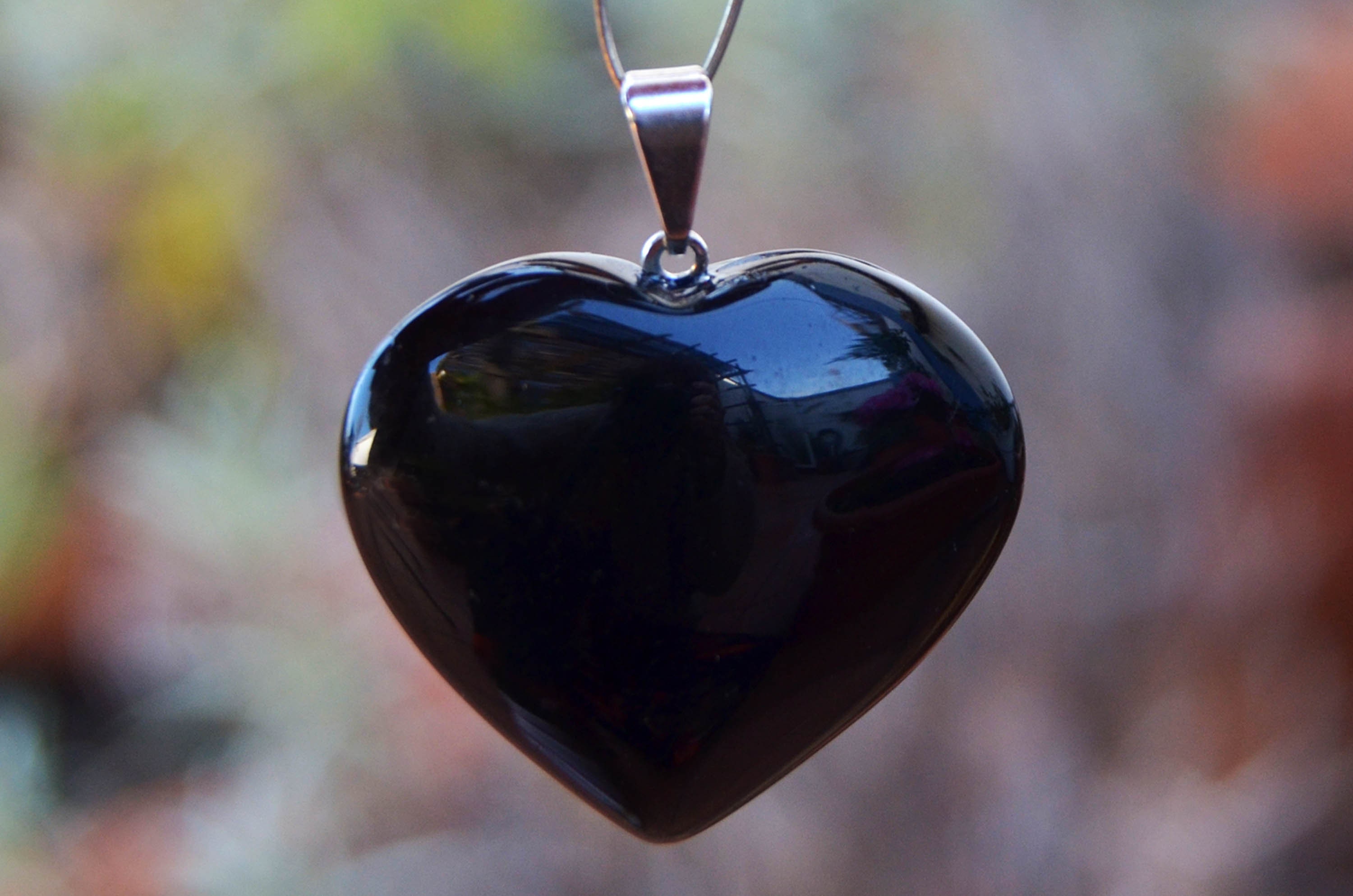Black Obsidian Heart Pendant Obsidian Crystal Pendant - Etsy
