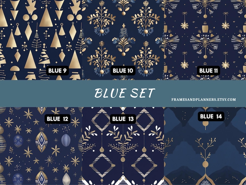 60 Decorative, Holiday, Metallic Digital Paper Bundle, Commercial Use ...