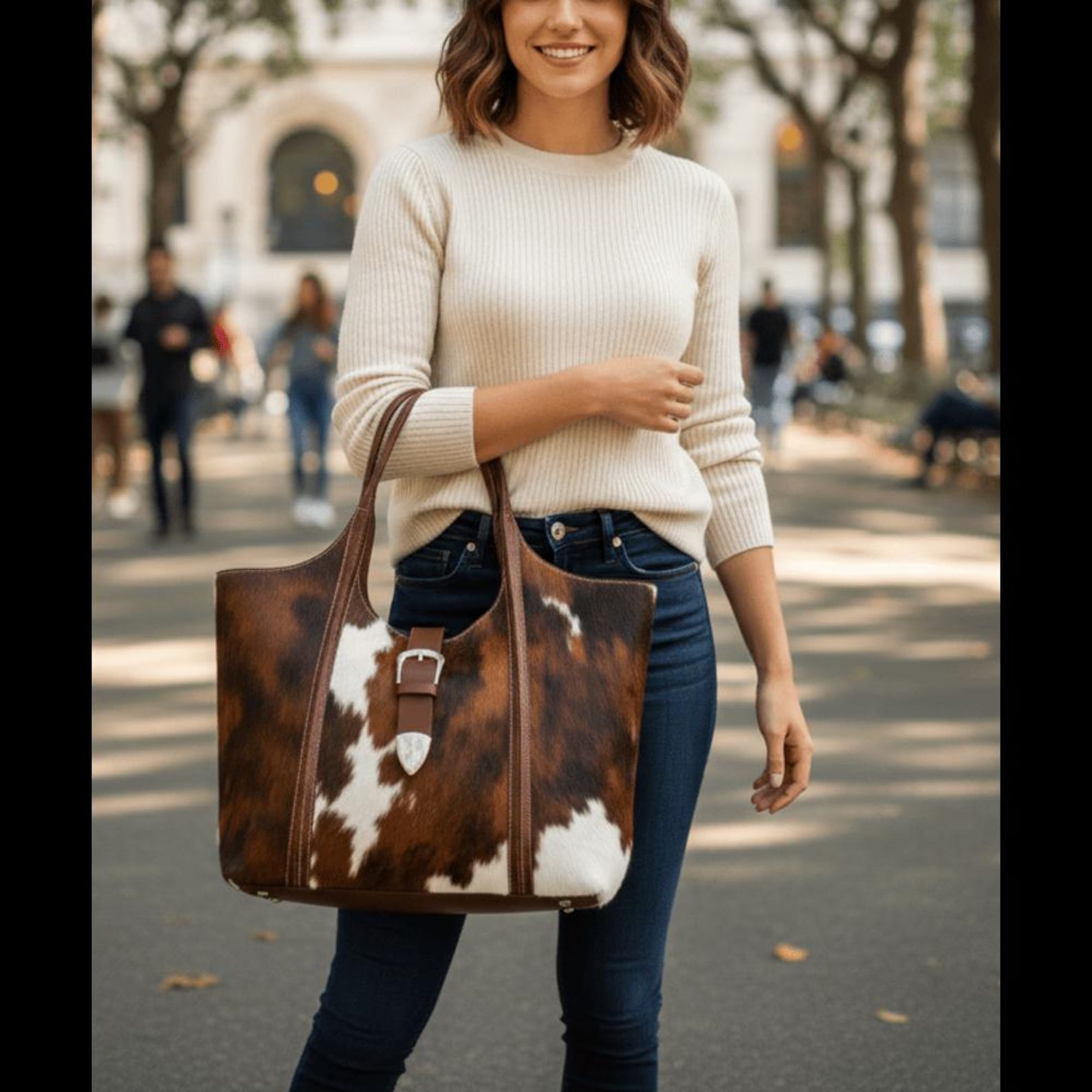 Cowhide Hobo Bag: Handmade Hair-on Hide Leather Tote, Western Boho ...