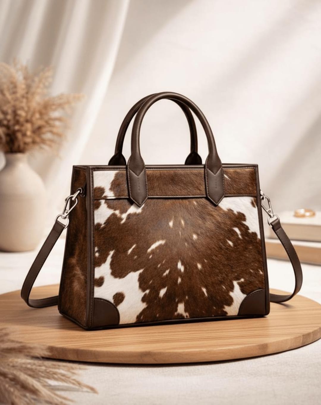 Handmade Cowhide Tote Bag, Hair-on Hide, Leather Shoulder Bag - Etsy