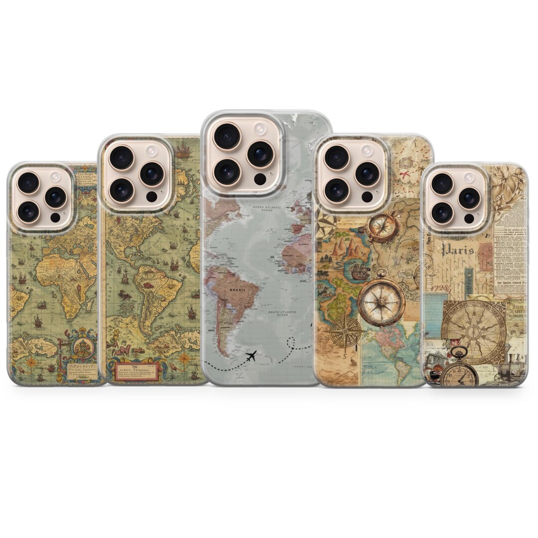 World Map Case Geography Travel Airplane iPhone 17 Pro Max, 16e, 15, 14 ...