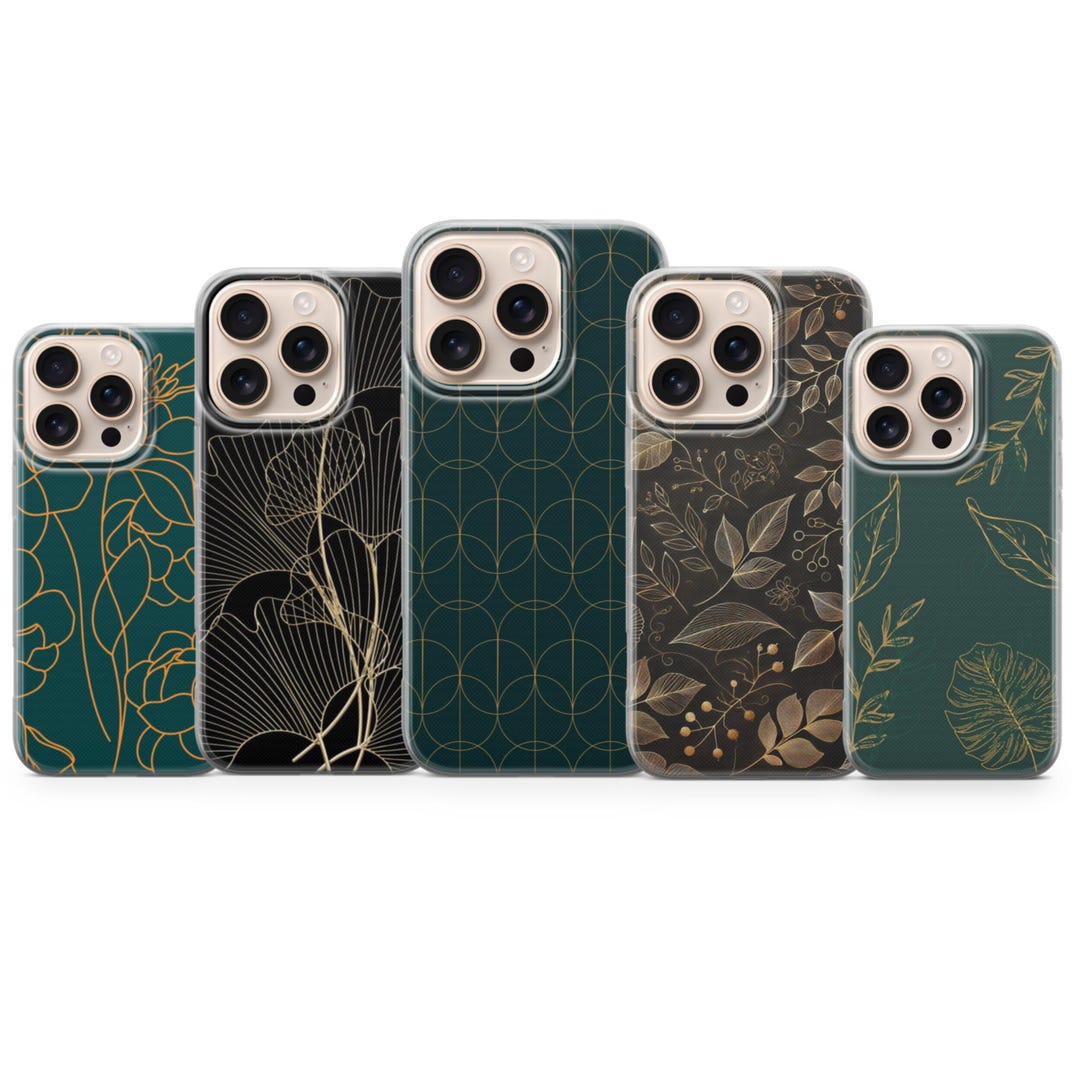 Dark Abstract Case Gold Line Minimal Design for iPhone 17 Pro Max, 16e ...