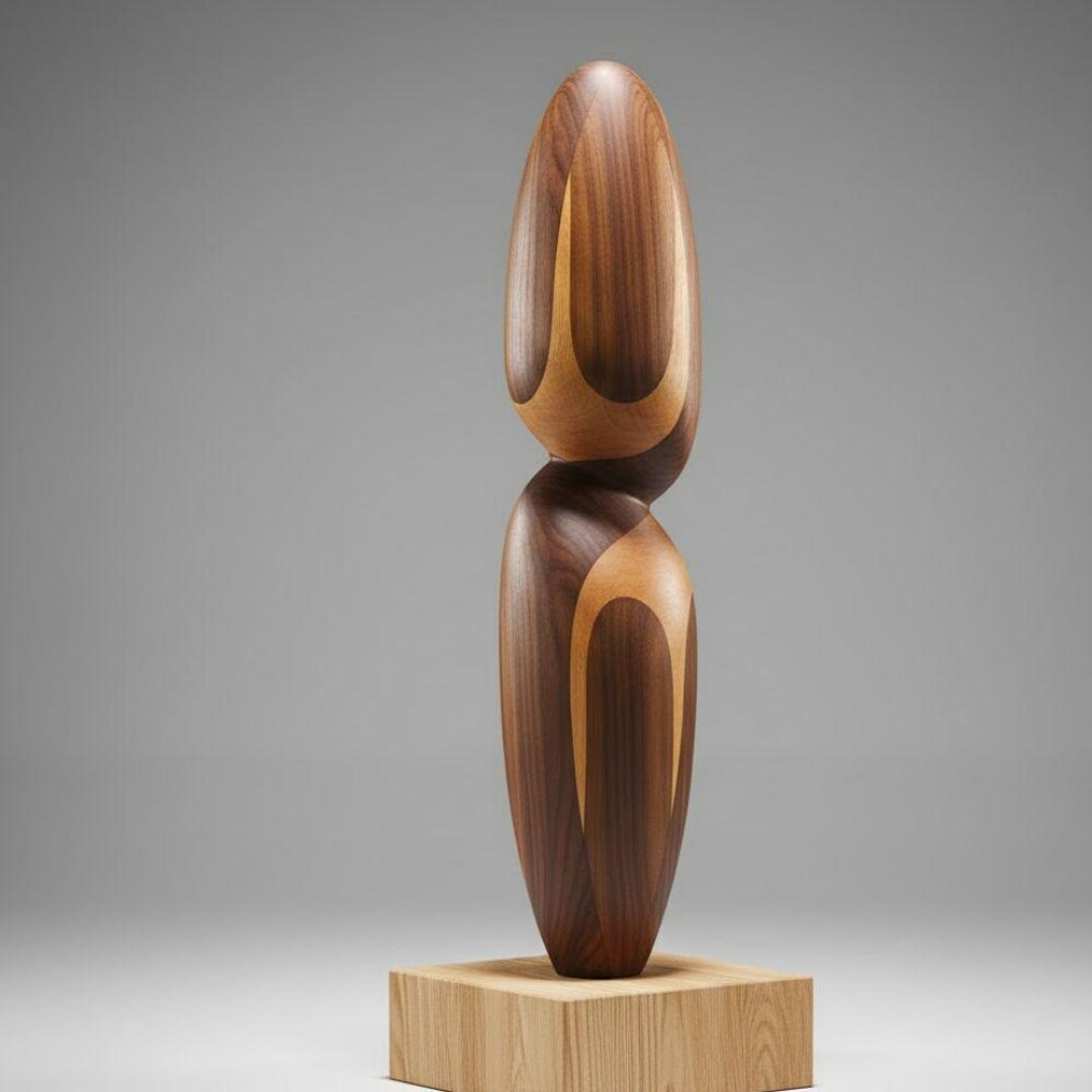 Abstract Wood Sculpture Walnut – Modern Minimalist Wooden Home Decor - Etsy
