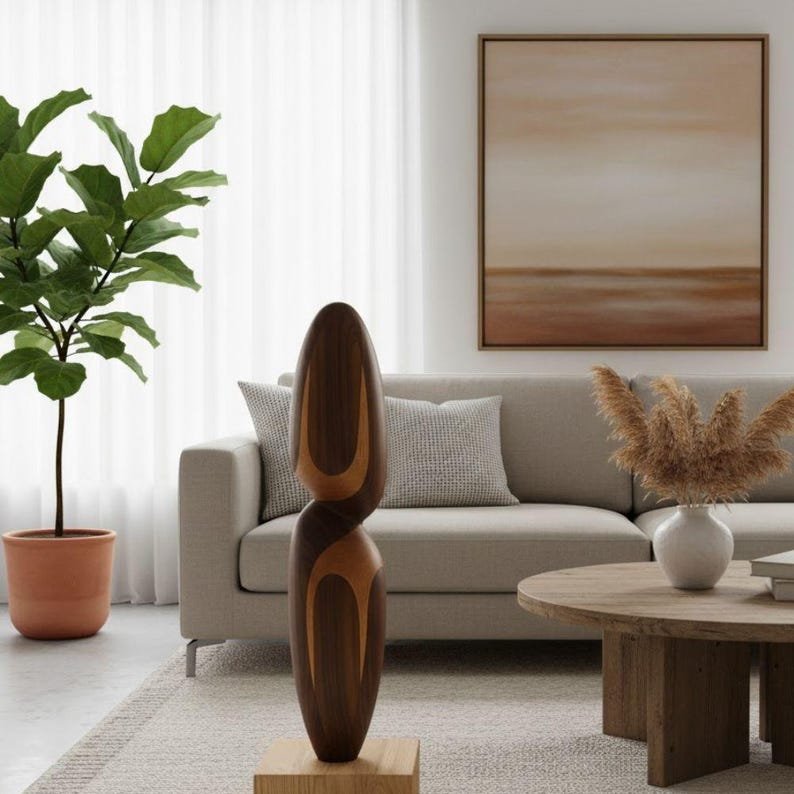 Abstract Wood Sculpture Walnut – Modern Minimalist Wooden Home Decor - Etsy