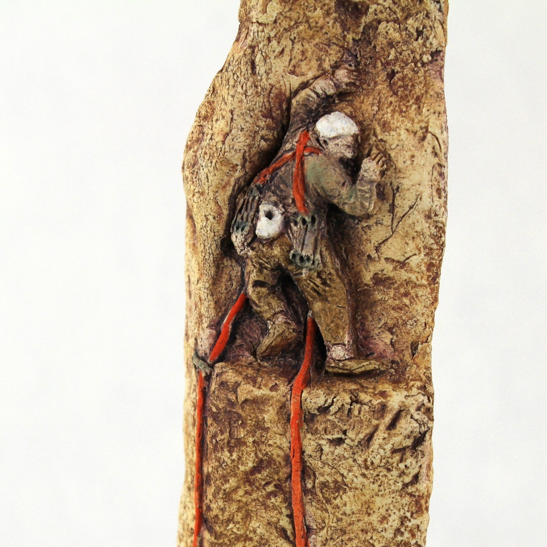 Stoneware Rock Climber Sculpture: Hand-painted Ceramic Art - Etsy