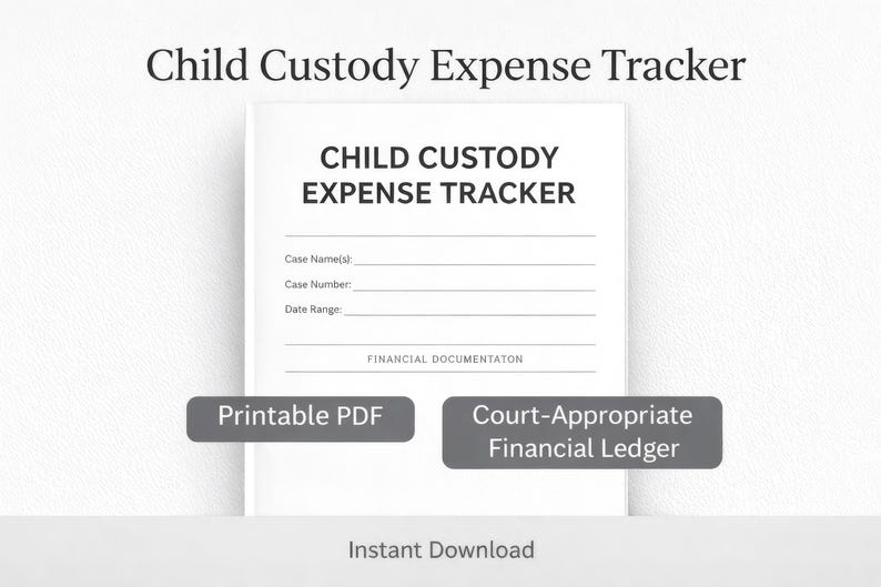 Child Custody Expense Tracker Printable – Co-parenting Financial Log ...