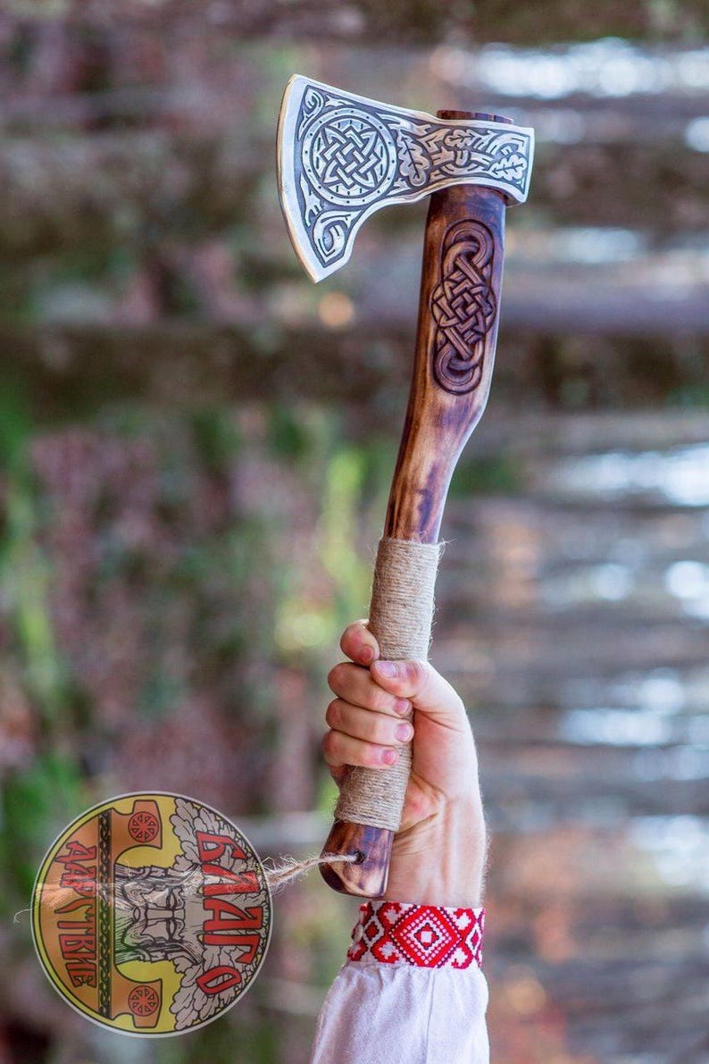 Hand-forged Viking Axe Replica | Nordic-inspired Hatchet With Detailed ...