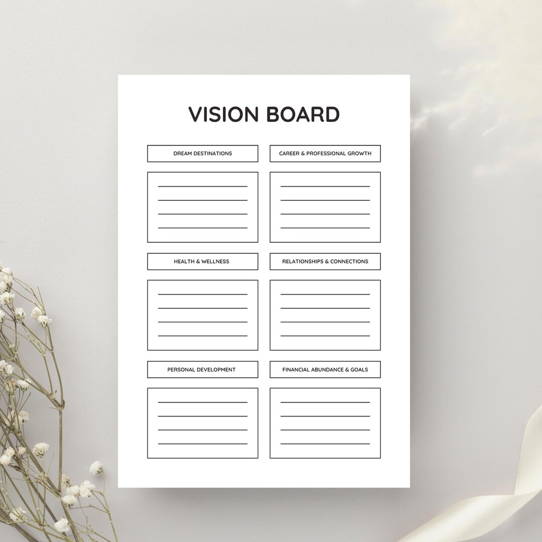 Vision Board Printable A4 US Letter | Life Goals, Manifestation, Career ...