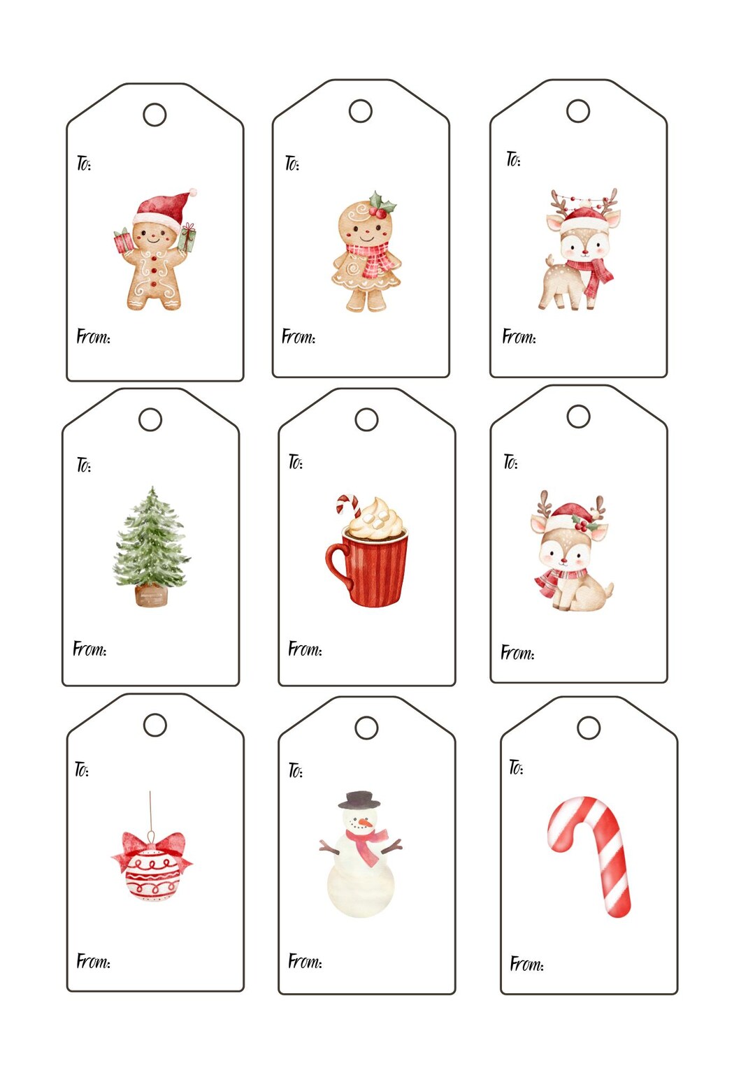 Watercolor Christmas Gift Tags: Printable Holiday Set (digital Download ...
