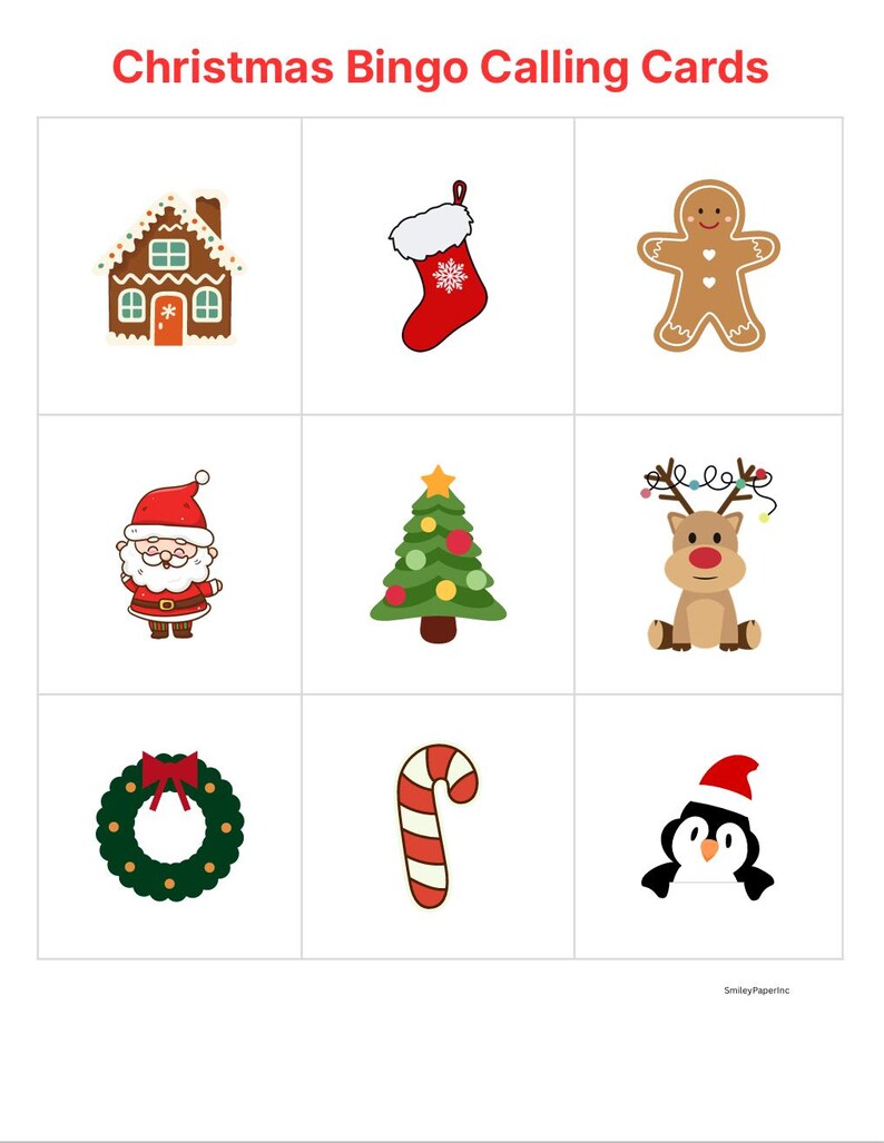 Printable Christmas Bingo Cards for Kids - Etsy