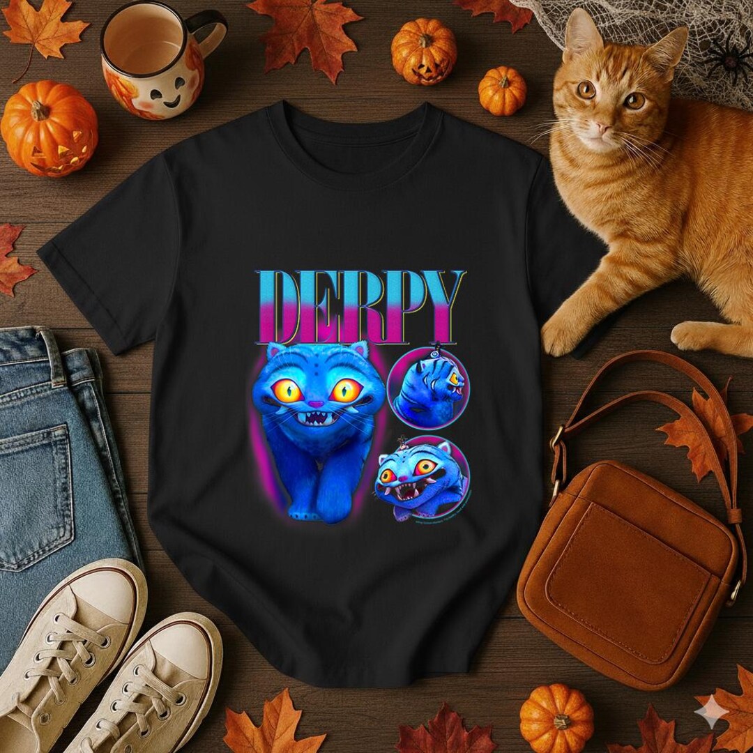 Funny Derpy Cat PNG: Neon Blue Retro Cartoon (digital Download) - Etsy