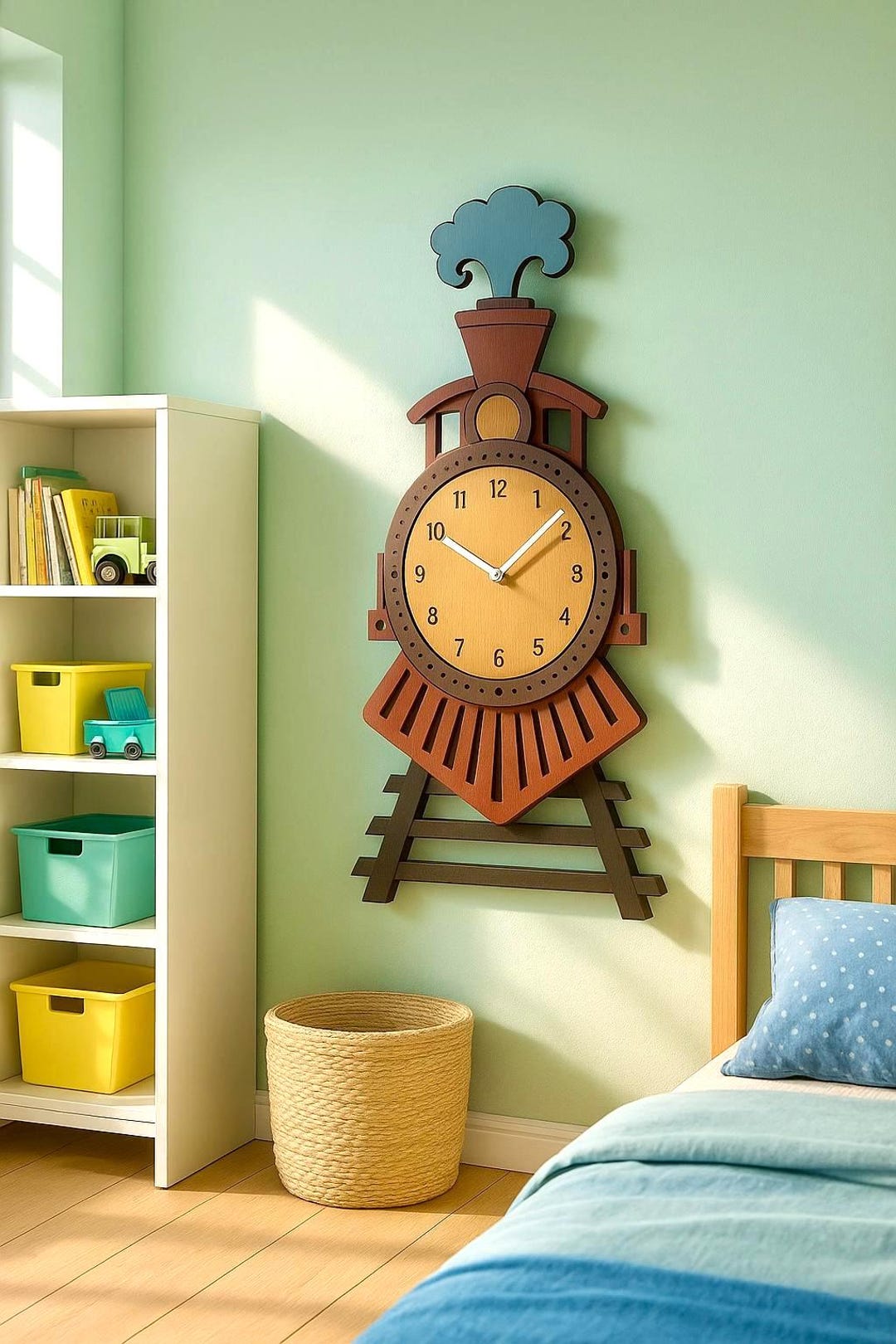 Wooden Train Wall Clock for Kids | Nursery Wall Decor | Children's Room ...