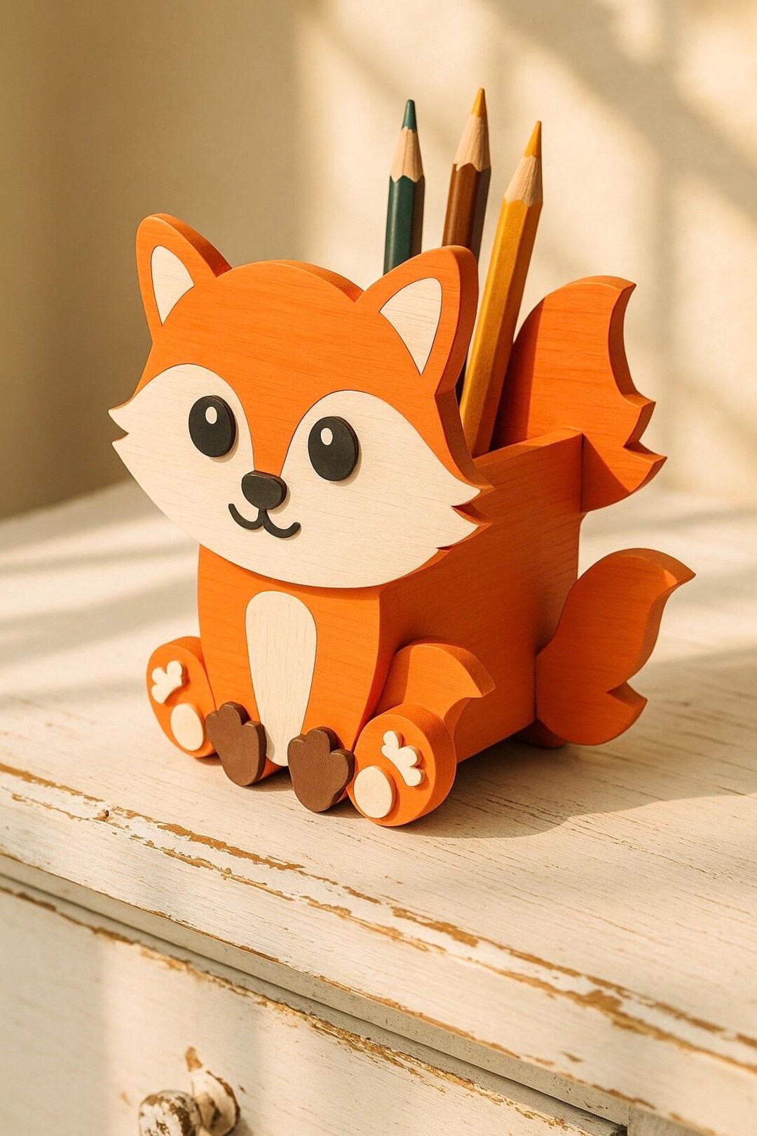 Wooden Animal Pencil Holder – Kids Desk Organizer (animal Choice) - Etsy