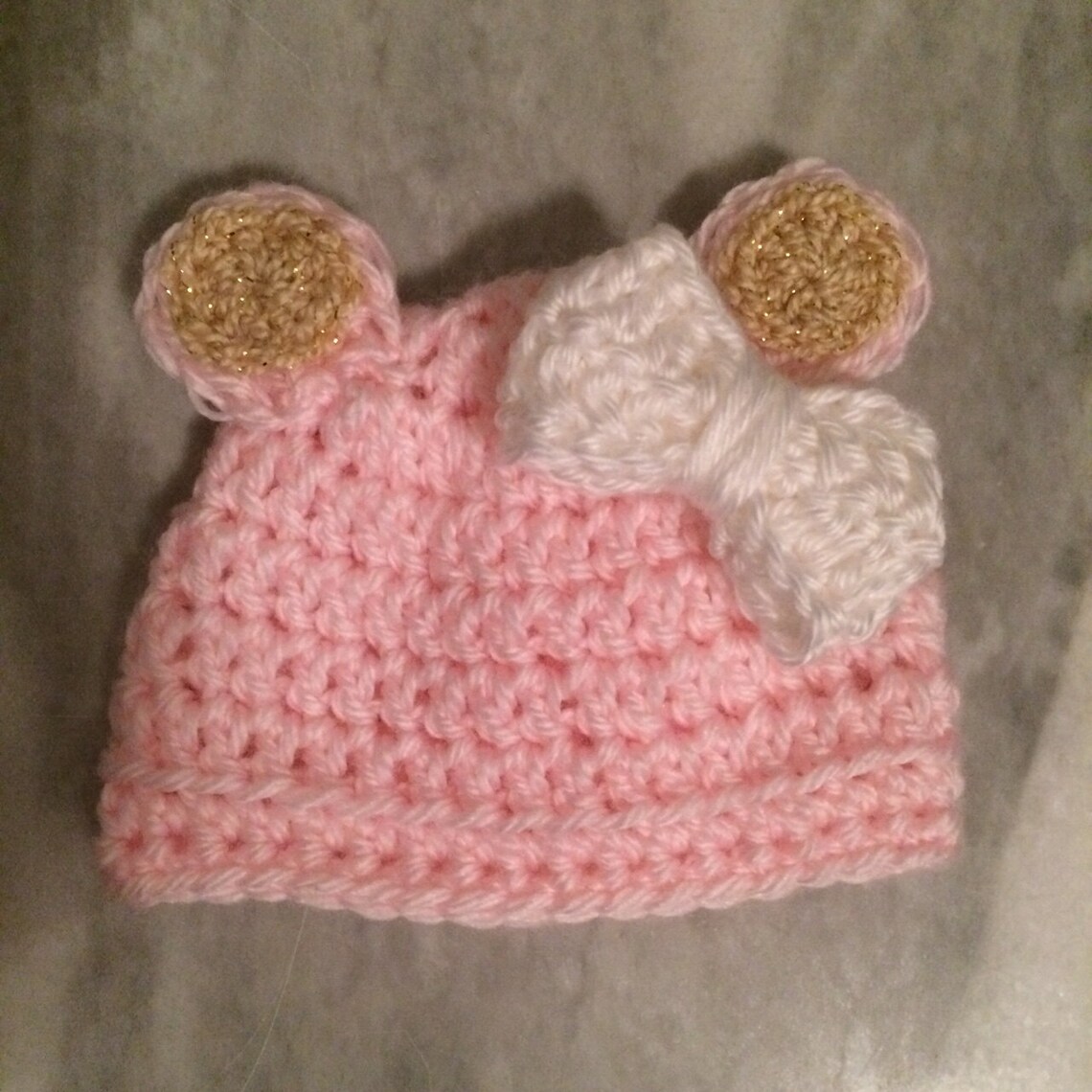 Baylor Bear Baby Hat / Beanie With Removable Bow Clip & Gold Ears ...