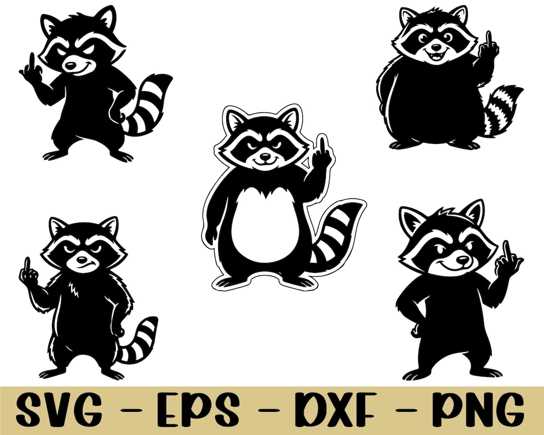 Raccoon Showing Middle Finger Svg, Dxf, Png - Etsy