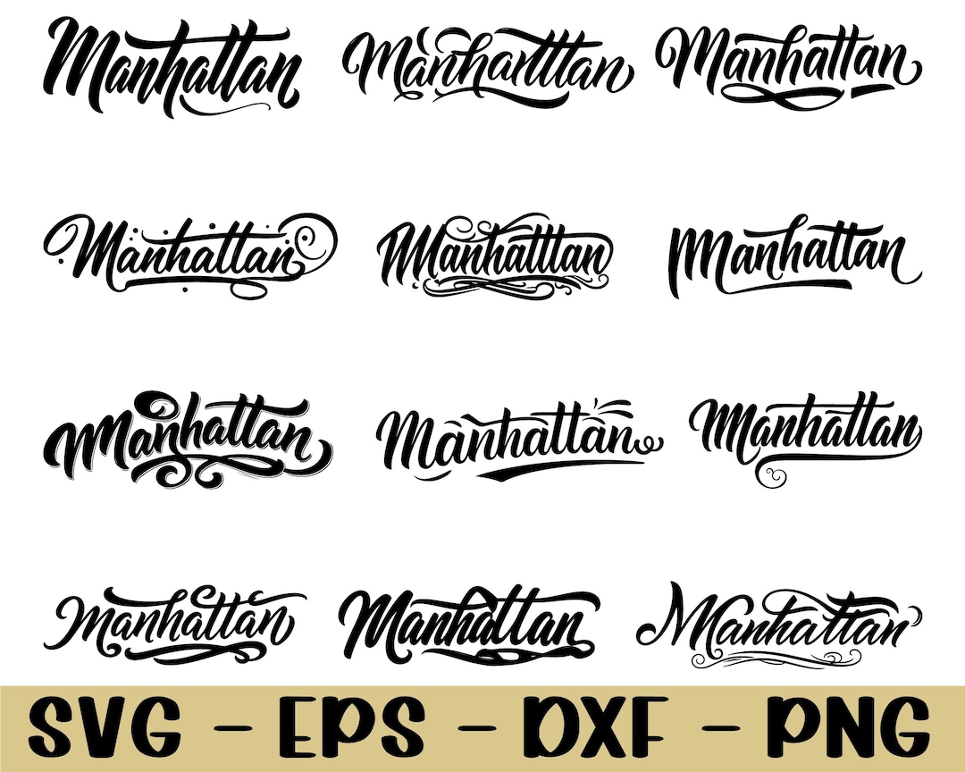 Manhattan Typography Svg, Manhattan Text Silhouette, Dxf, Png - Etsy